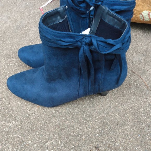 Angel Step | Shoes | Angel Step Blue Ultra Suede Ankle Cowgirl Boots ...